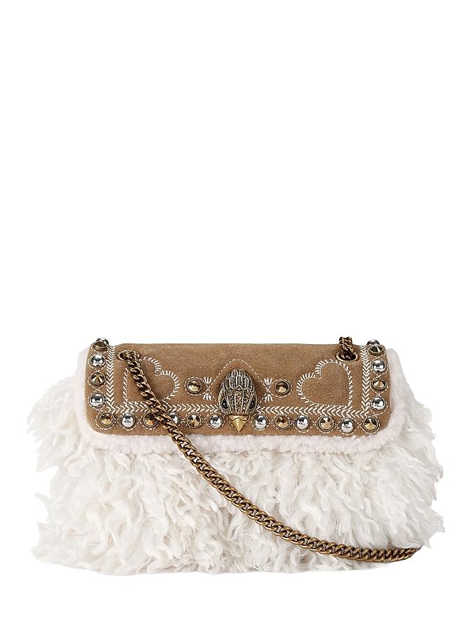 KURT GEIGER Kurt Geiger London Mini Kensington Faux Fur Crossbody Bag